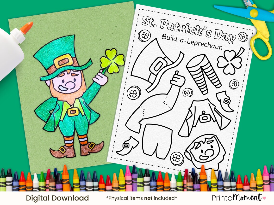 St. Patricks Day Printable, Build a Leprechaun Activity Sheet for Kids ...