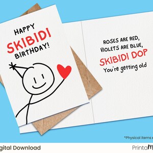 Skibidi Slang Kids Birthday Card, Funny Printable Greeting Card , Teen ...