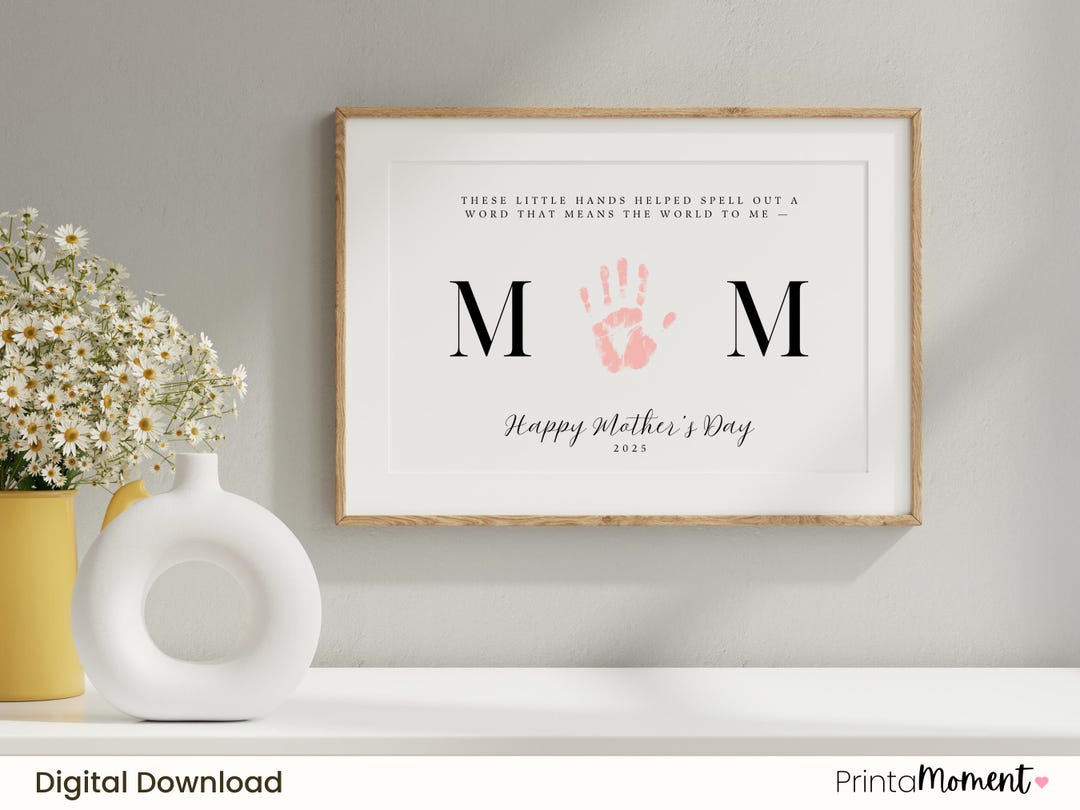 Handprint Mother's Day Craft, Easy DIY Printable Gift for Mom, Paint ...
