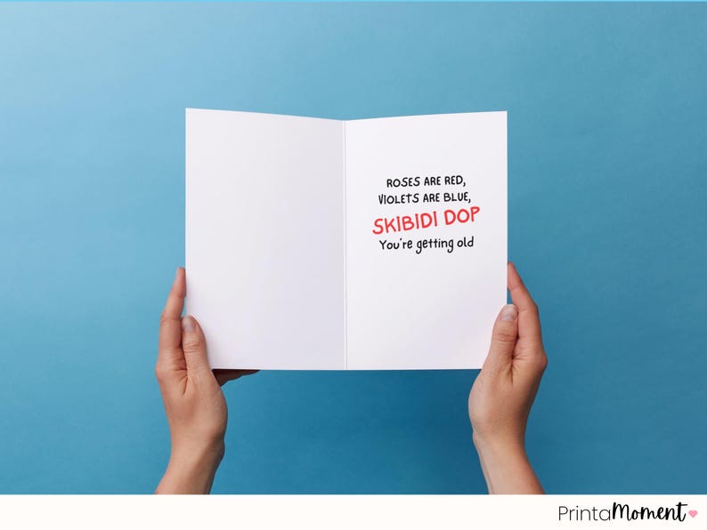 Skibidi Slang Kids Birthday Card, Funny Printable Greeting Card , Teen ...