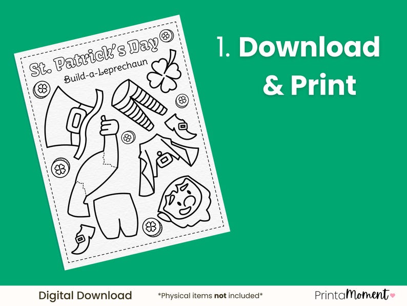 St. Patricks Day Printable, Build a Leprechaun Activity Sheet for Kids ...