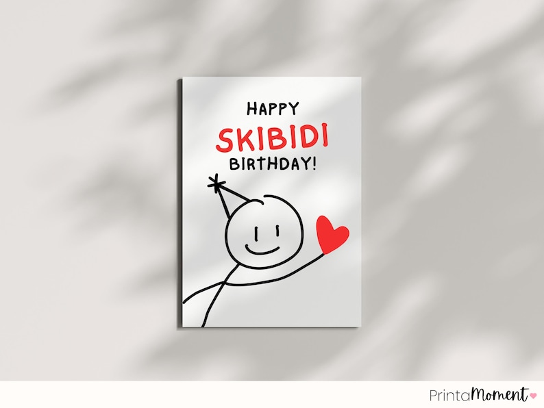 Skibidi Slang Kids Birthday Card, Funny Printable Greeting Card , Teen ...