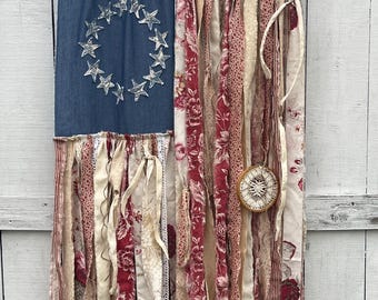 American Rag Ribbon Flag Americana Wall Hanging Porch Decor July 4th ...