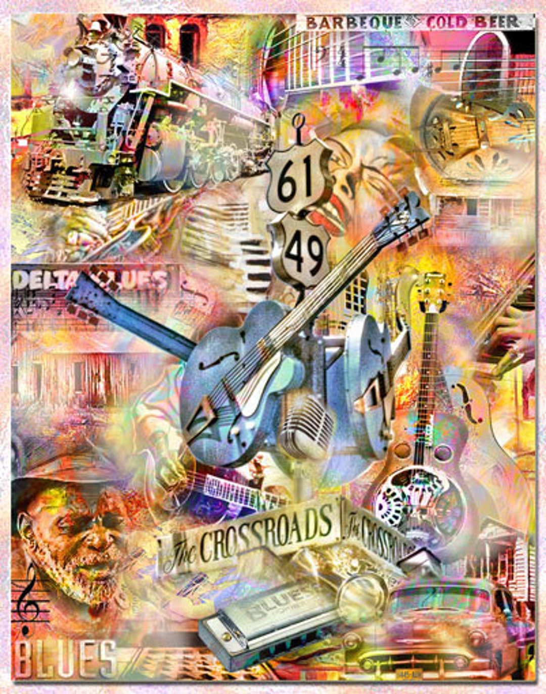 Blues the Crosses Roads, an Artistic Collage - Etsy