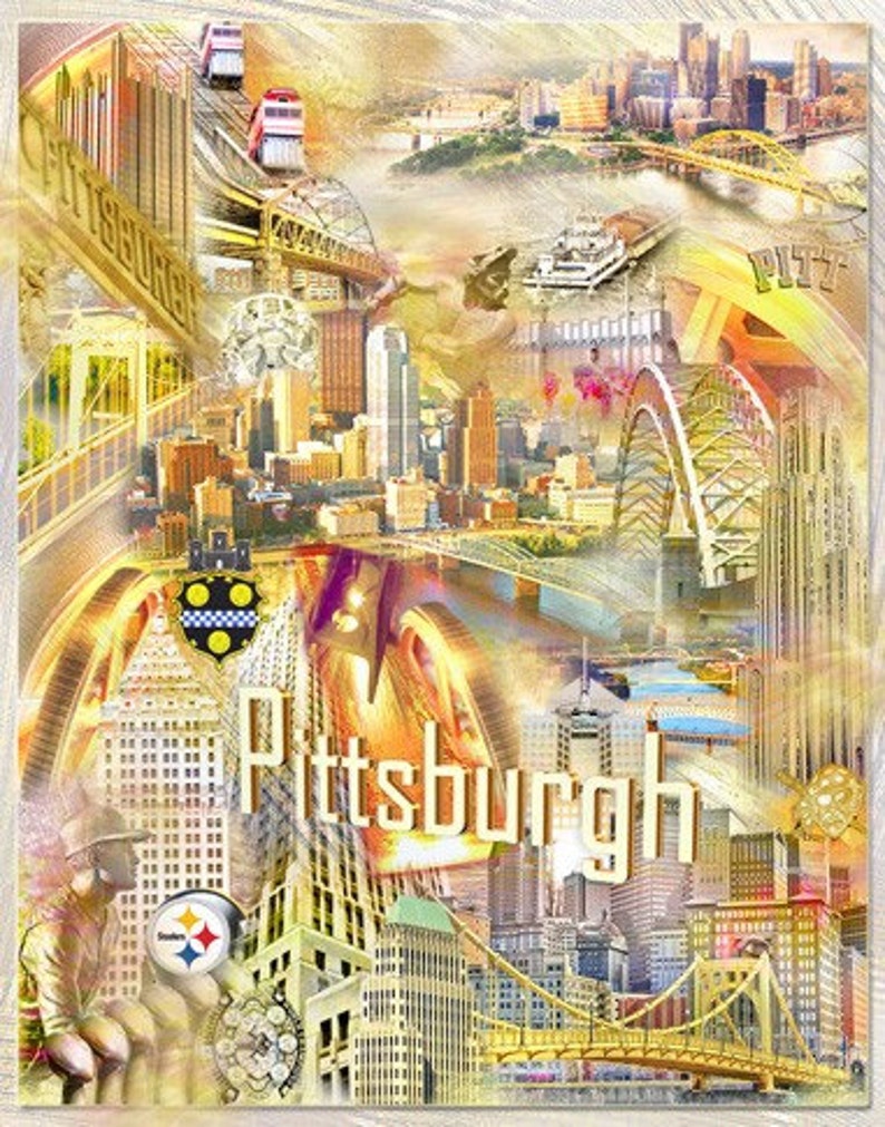 Pittsburgh an Artistic Collage - Etsy