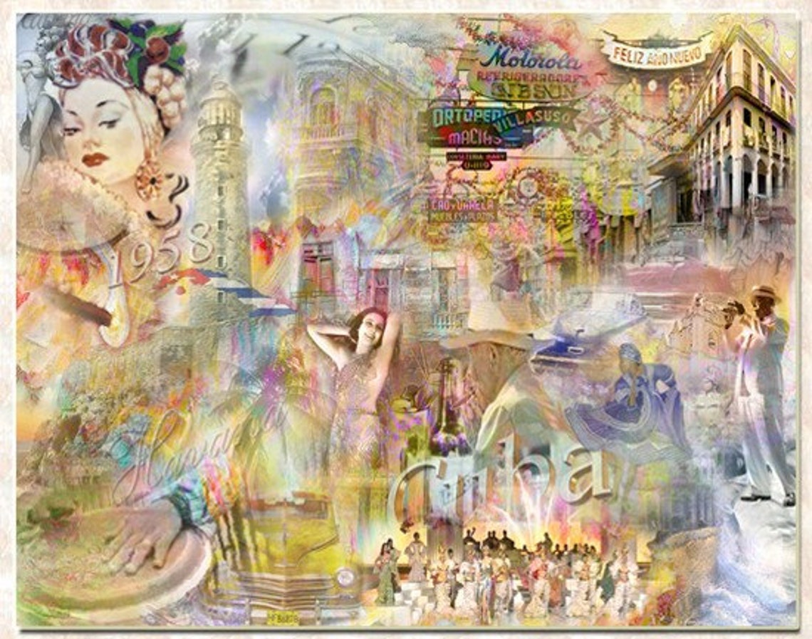 Havana Cuba Artistic Collage - Etsy