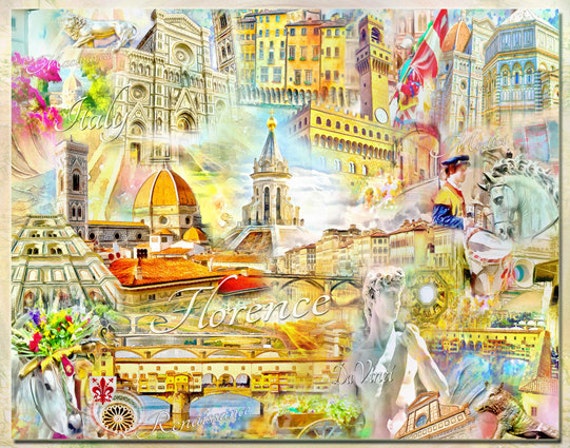 Florence Italy an Artistic Collage | Etsy
