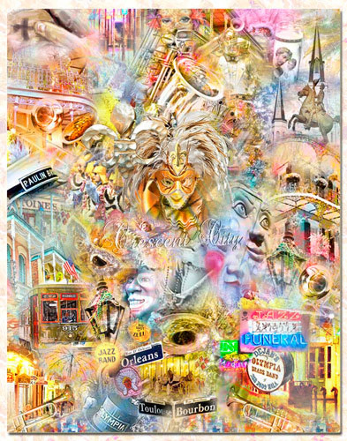 New Orleans the Big Easy, an Artistic Collage - Etsy