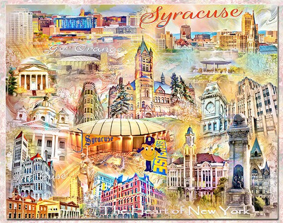 Syracuse New York an Artistic Collage - Etsy