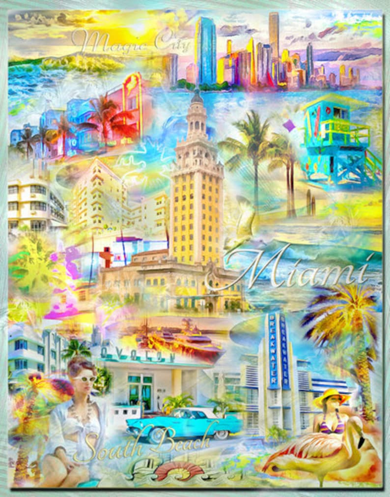 Miami Beach an Artistic Collage - Etsy