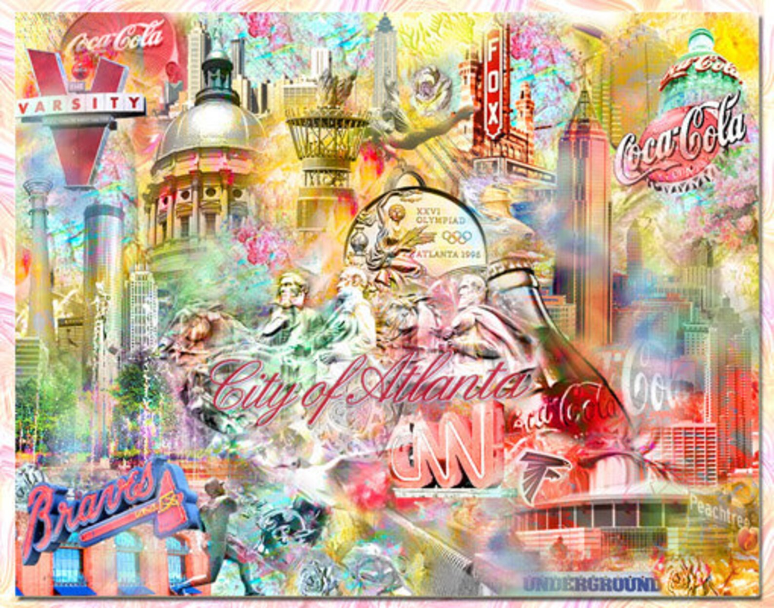 City of Atlanta, an Artistic Collage - Etsy