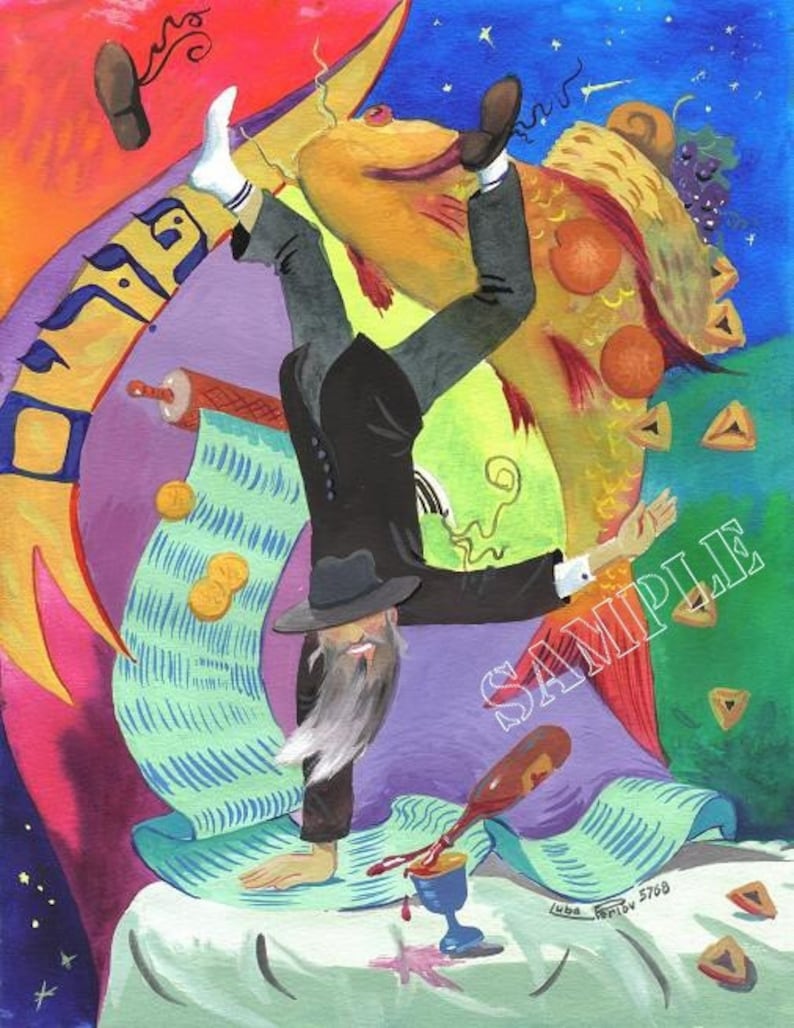 Purim Dance Print Wall Art Decor Judaica Menorah - Etsy