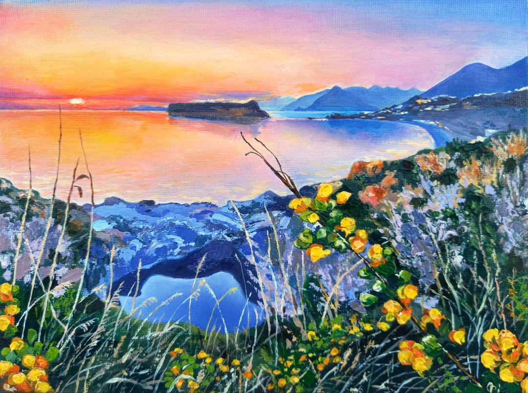 Italy Seascape Original Art Calabria Coast Artwork Mediterranean ...