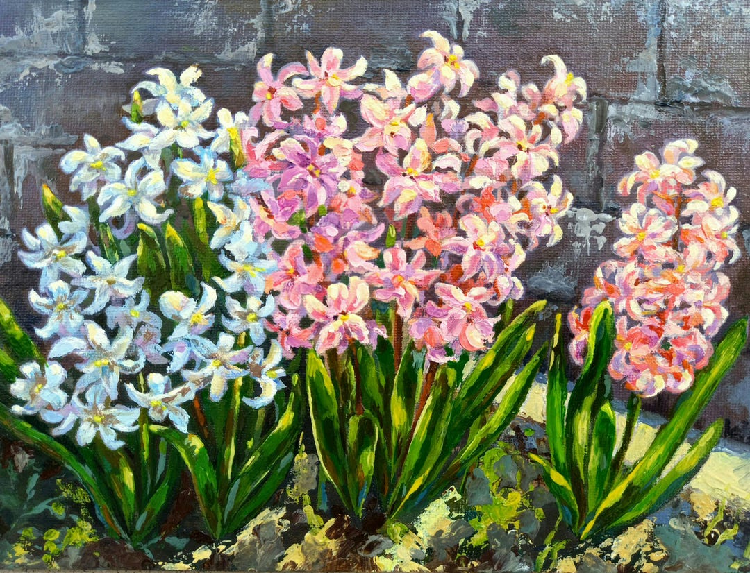 Hyacinth Painting Original Art Spring Flowers Artwork Floral Wall Art ...