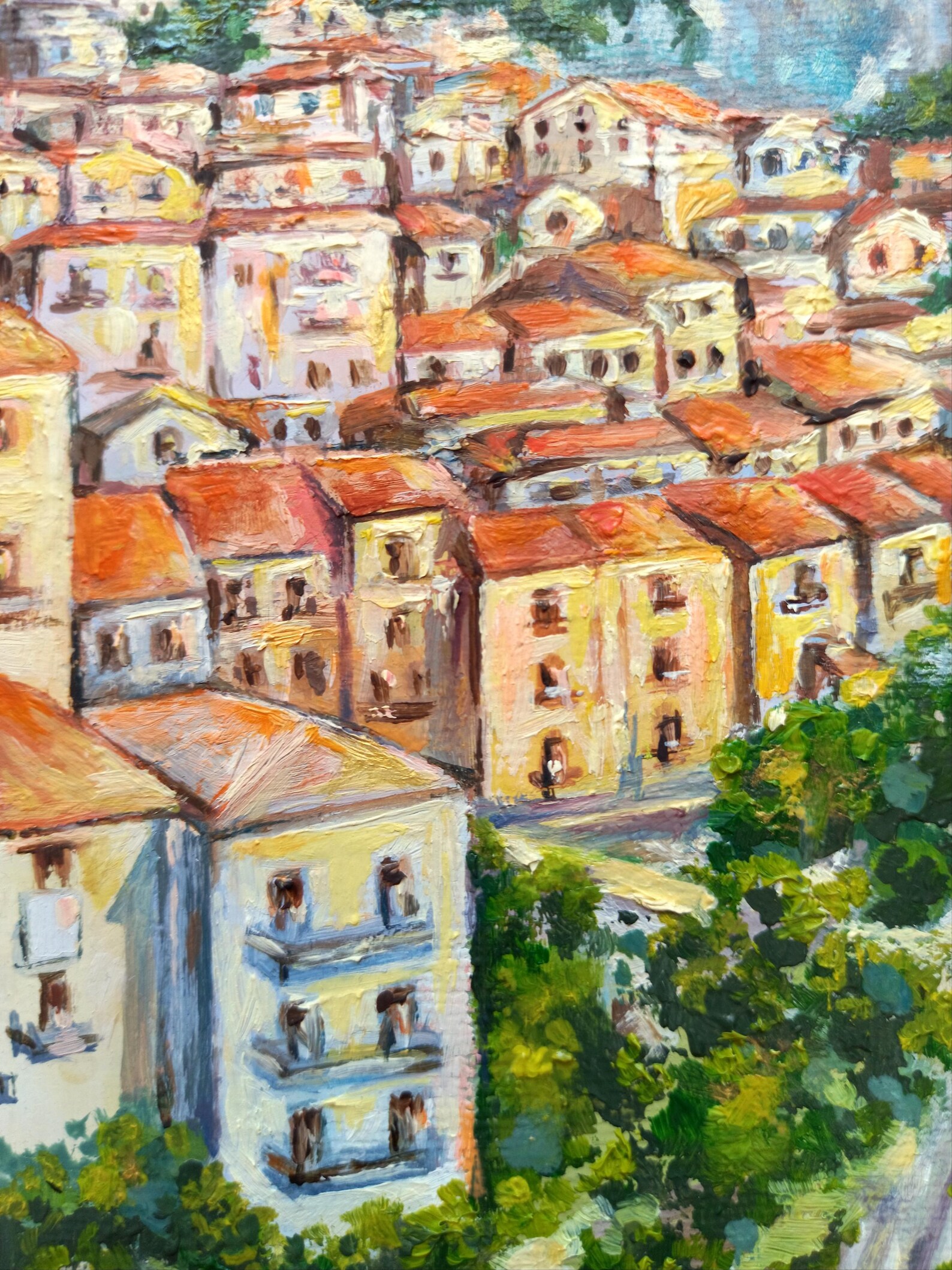 Italy Landscape Original Art Basilicata Italian Mountain Village ...