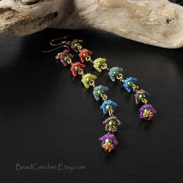 Flowers of Rainbow Earrings - Etsy