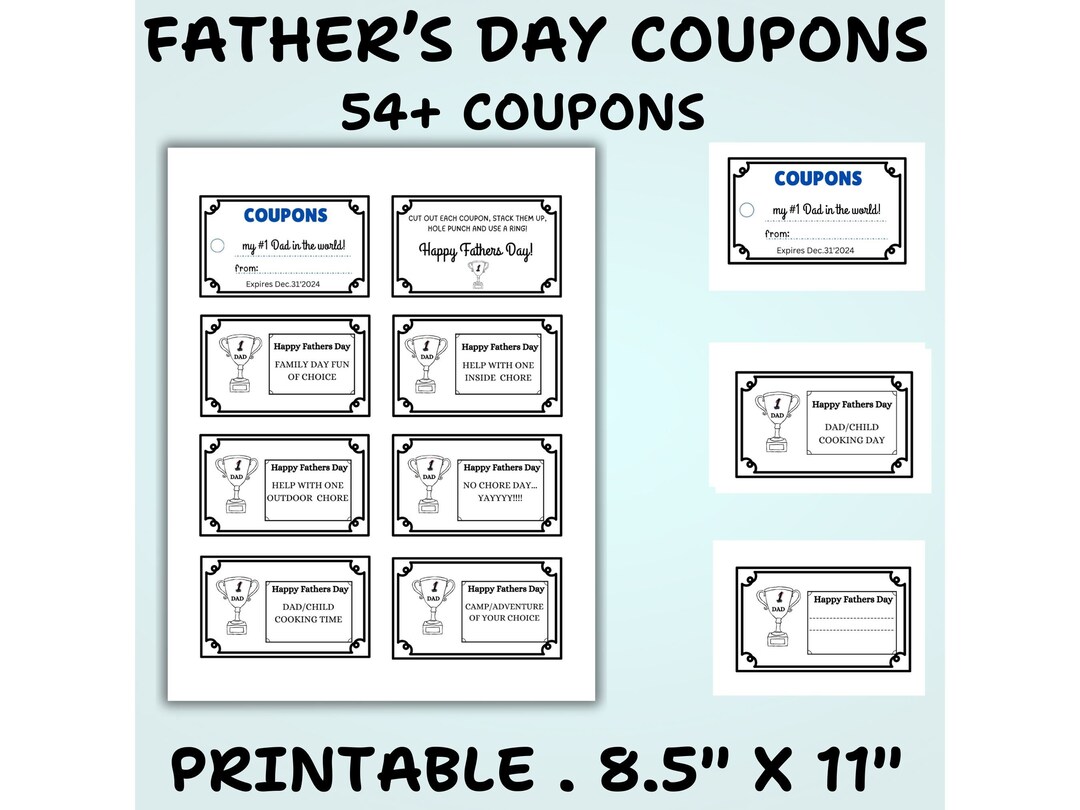 Father's Day Coupon Book, Father's Day Printables, Father's Day Coupons ...