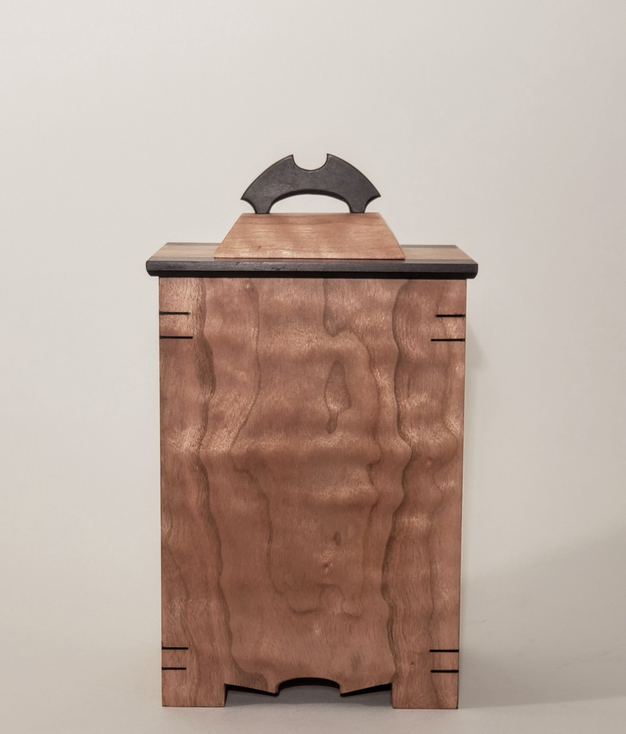 Handmade Box Vessel Urn Curly Cherry Wood & Ebony by Sewelson - Etsy