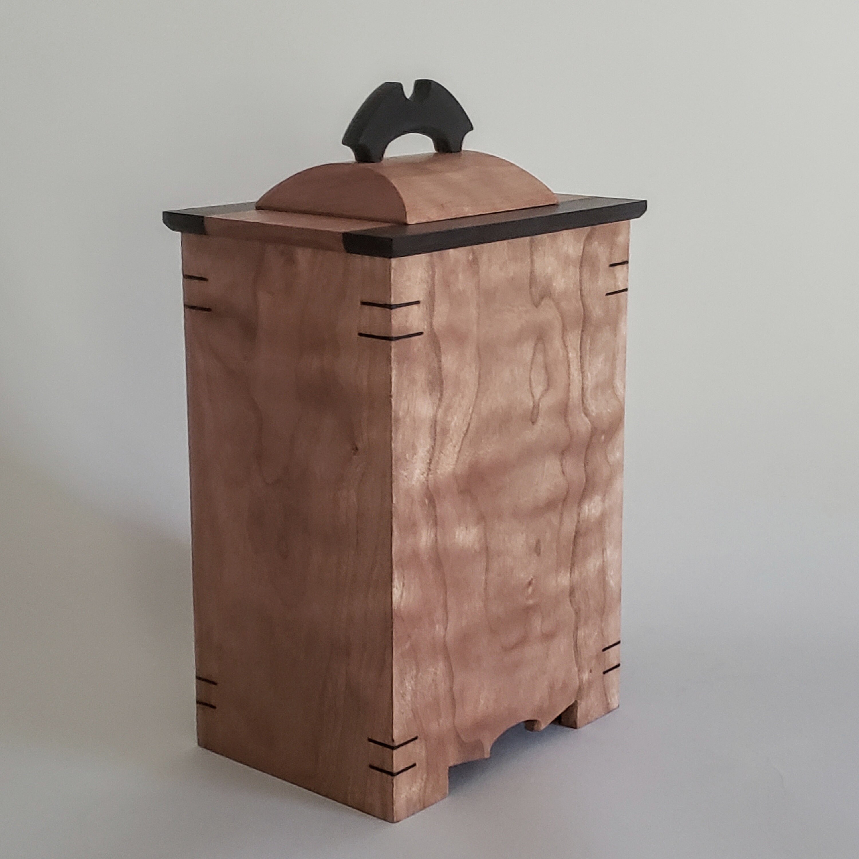 Handmade Box Vessel Urn Curly Cherry Wood & Ebony by Sewelson - Etsy