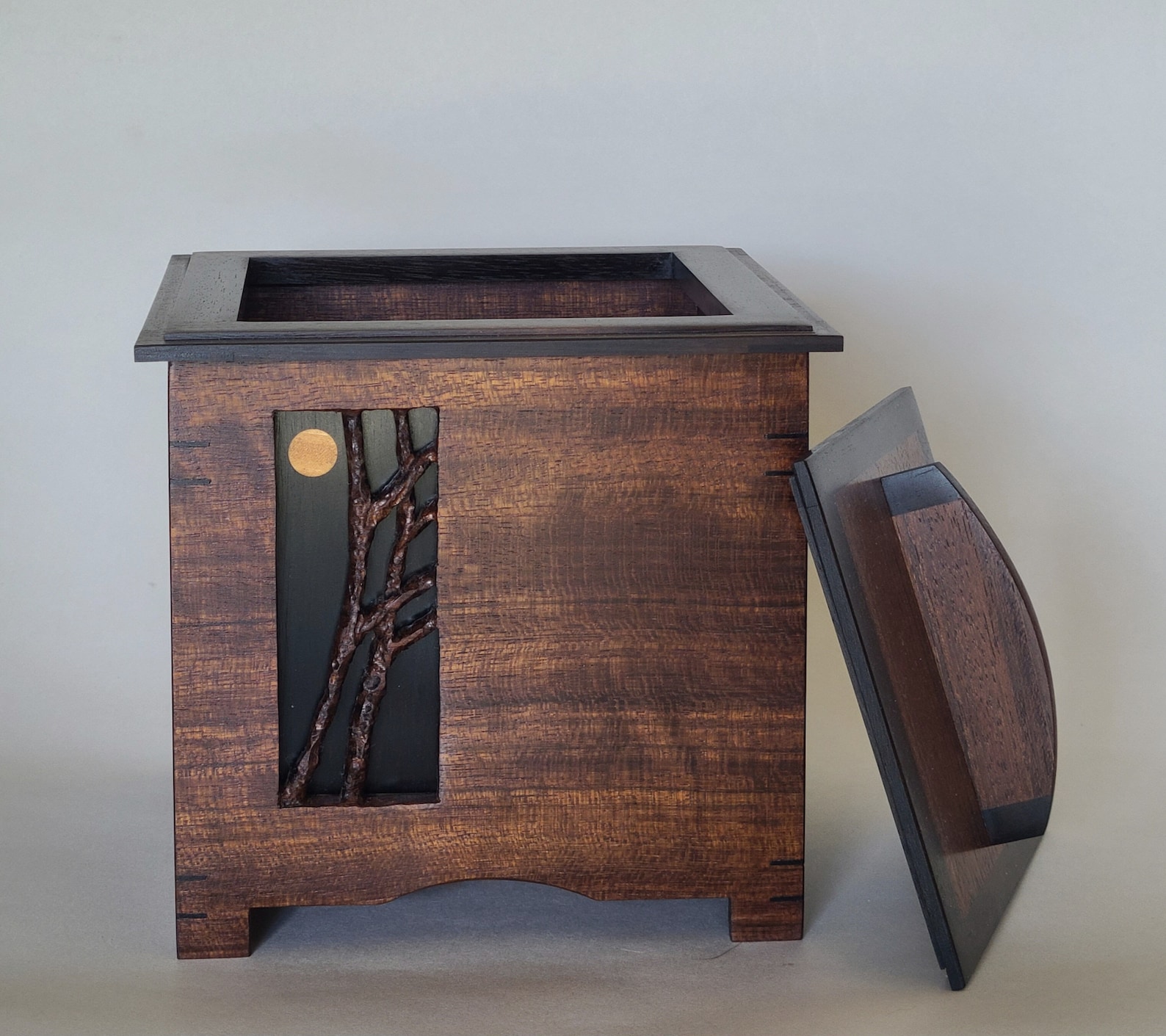 Unique Dark Wood Box Full Moon and Trees, Handcrafted by Sewelson - Etsy
