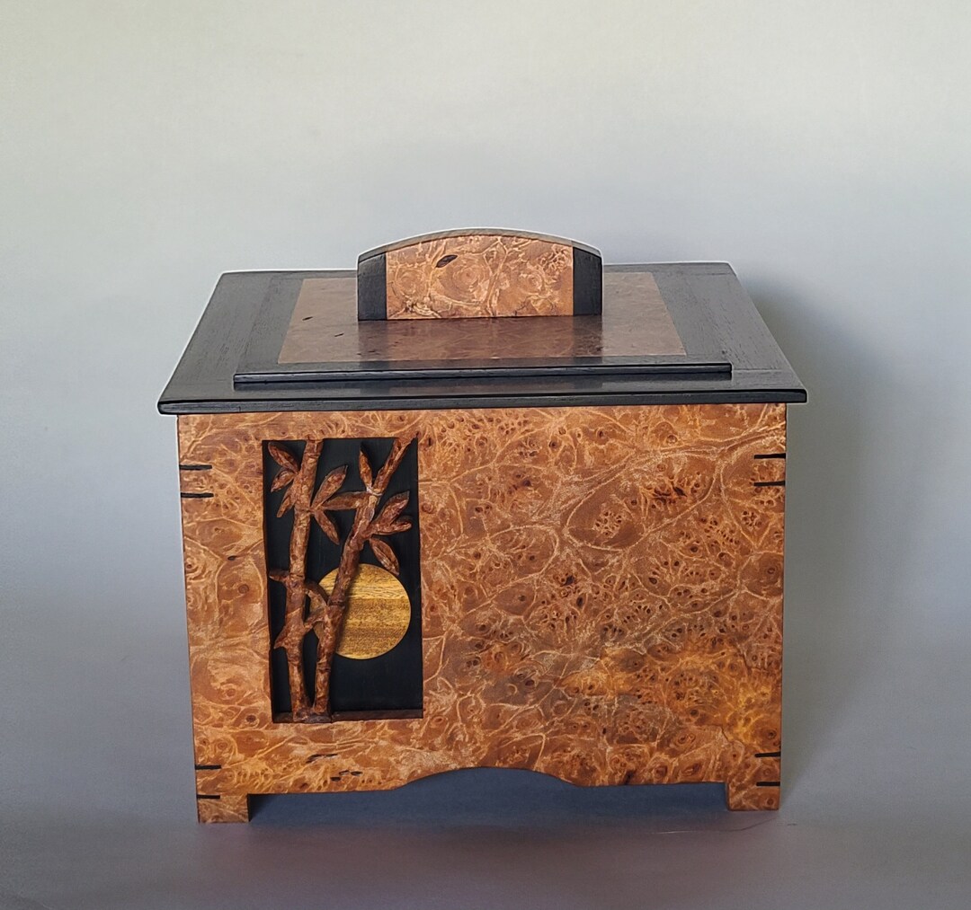 Maple Burl Box, Full Moon and Bamboo Accent, Unique Gift - Etsy