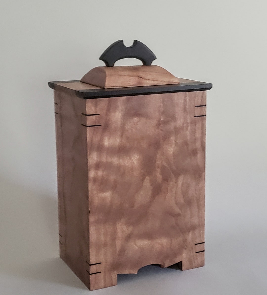 Handmade Box Vessel Urn Curly Cherry Wood & Ebony by Sewelson - Etsy