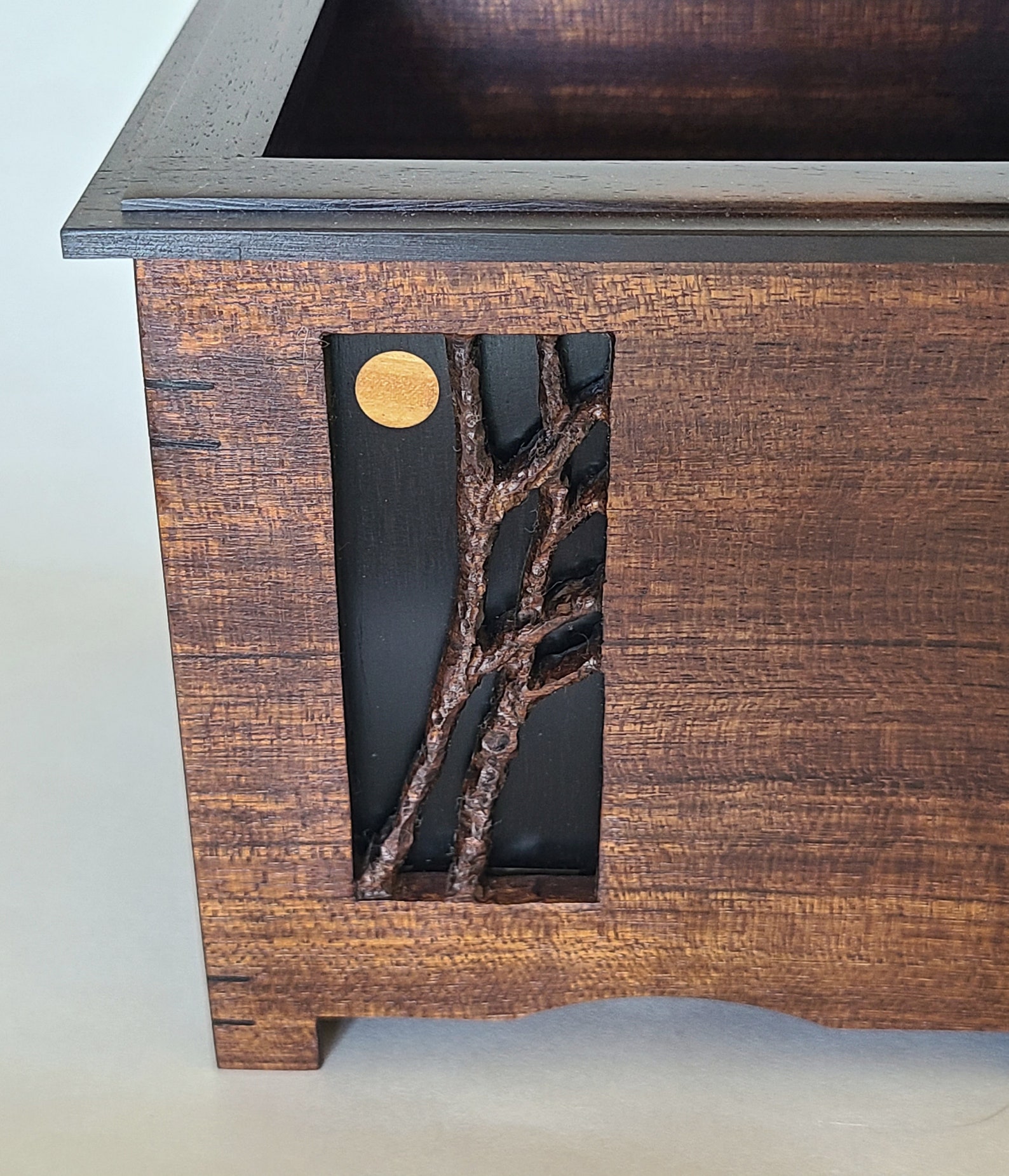 Unique Dark Wood Box Full Moon and Trees, Handcrafted by Sewelson - Etsy