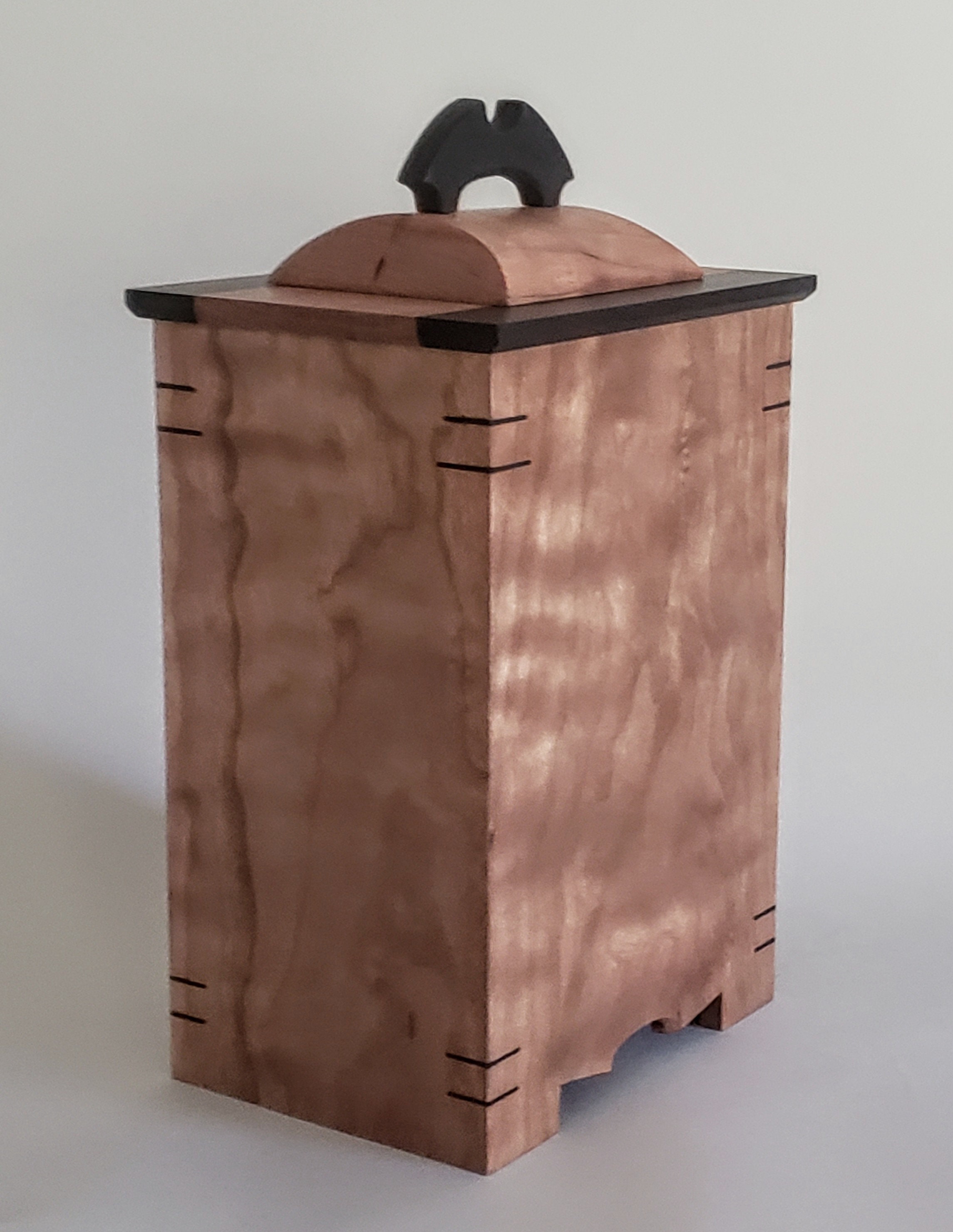Handmade Box Vessel Urn Curly Cherry Wood & Ebony by Sewelson - Etsy