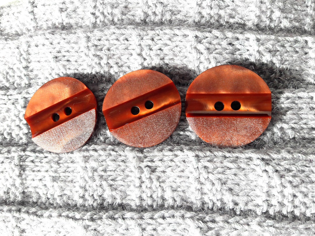 Pearly Copper Buttons, Set of 5, 30 Mm, 1 1/8 Inches, Bold Shiny Orange ...