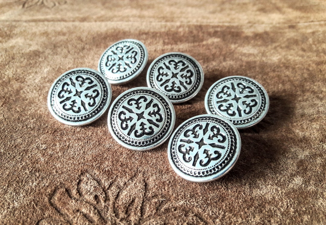 Decorative Metal Buttons, Set of 6, 22 Mm, 7/8 Inch, Traditional ...