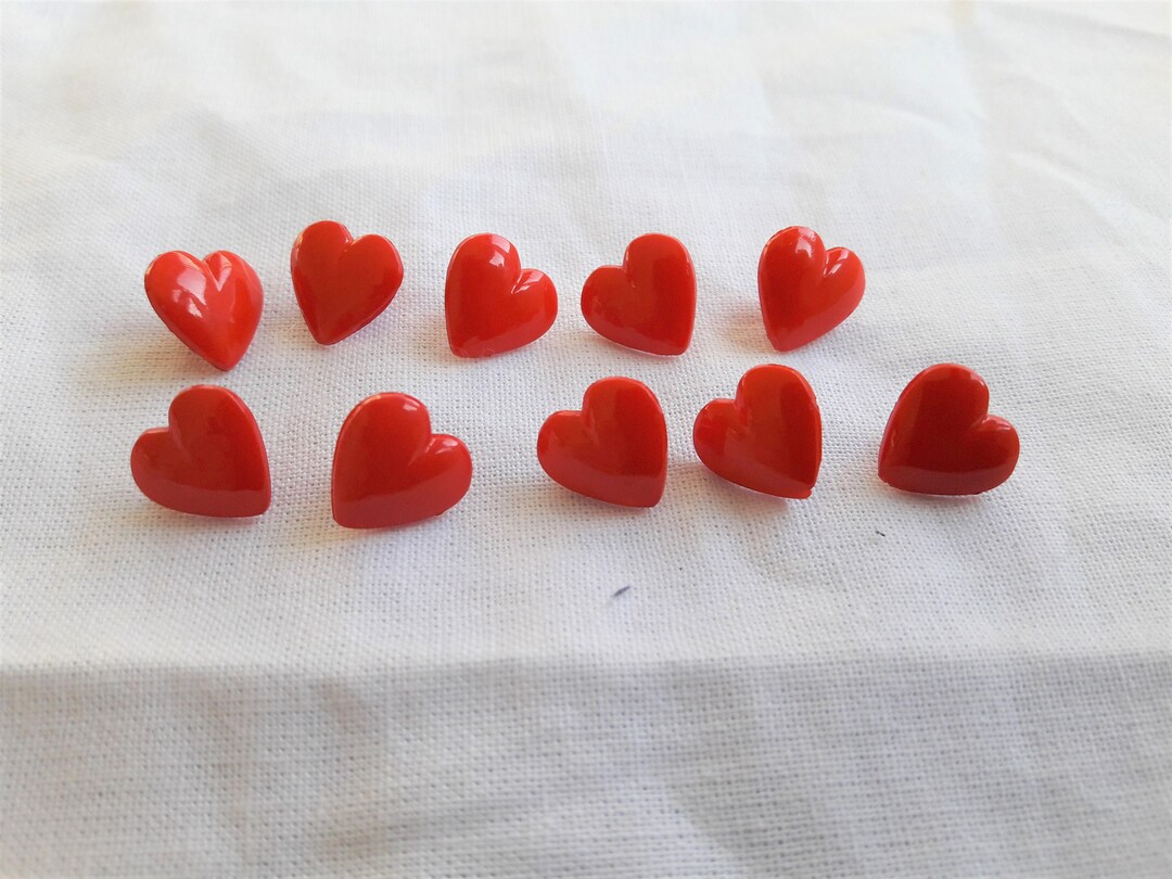 Small Red Heart Buttons Set of 10 12 Mm - Etsy