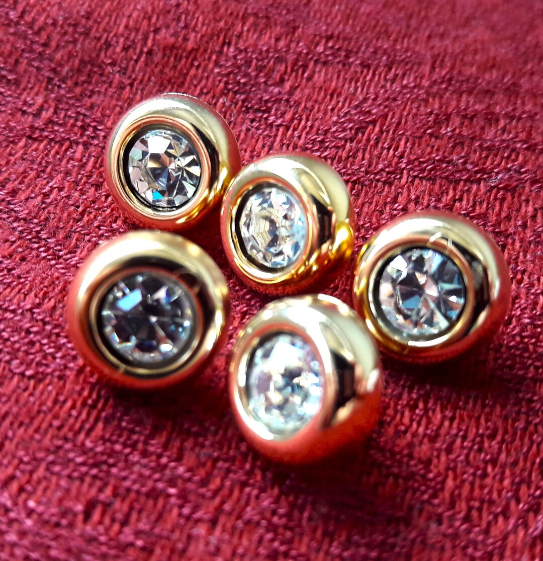 Crystal & Gold Buttons, 10mm 1/2 Inch, Small Elegant Buttons for ...