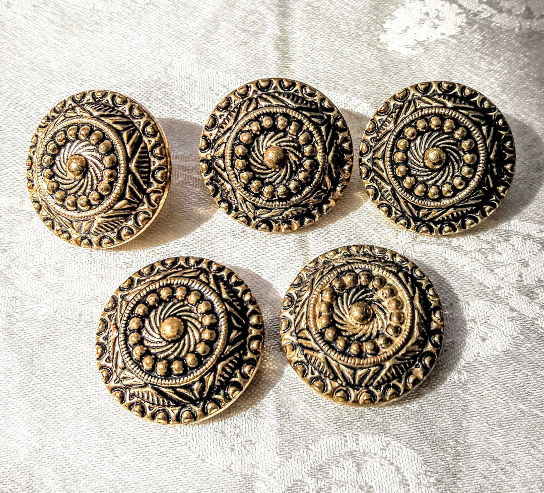 Decorative Gold Buttons, 18mm 3/4 Inch, Set of 5, Vintage Traditional ...