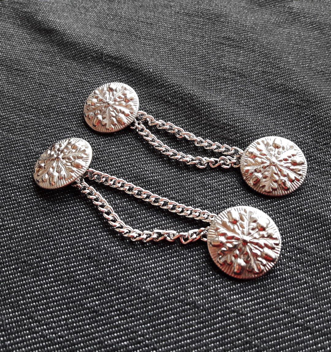 Oak Theme Cloak Fastener, Set of 2, Double Buttons With Chain ...