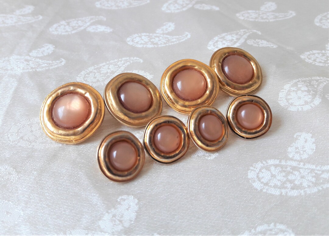 Pink Pearl & Gold Buttons, Set of 8, 14mm 20mm, 1/2 Inch 3/4 Inch ...