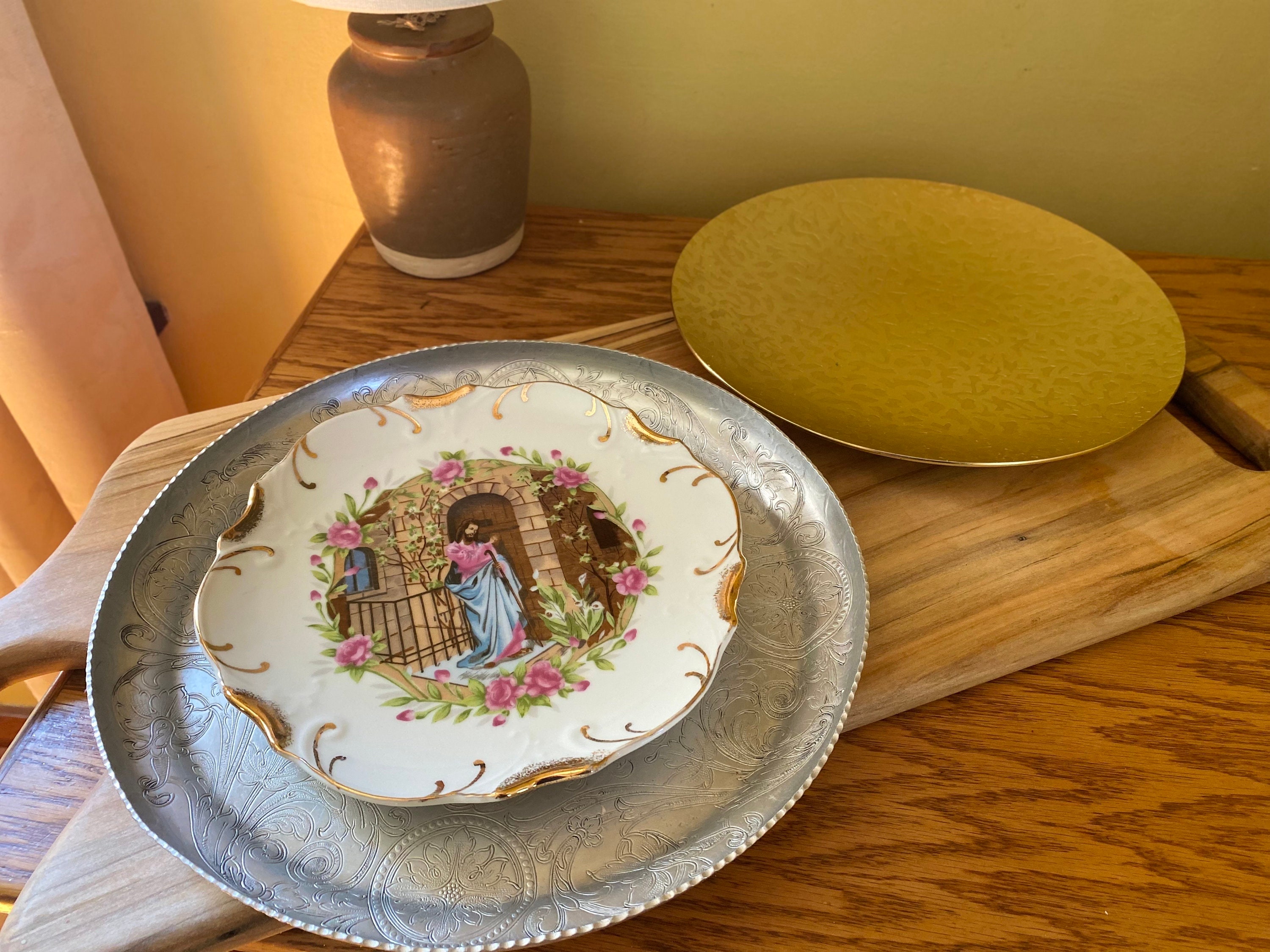 Decorative Jesus Plate 18k Gold Trim 8 - Etsy