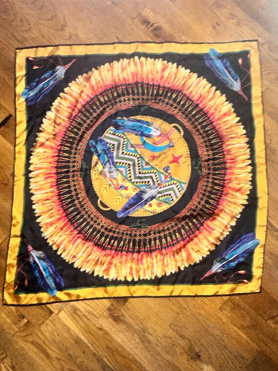 Vintage ECHO Native American design silk scarf - Gem