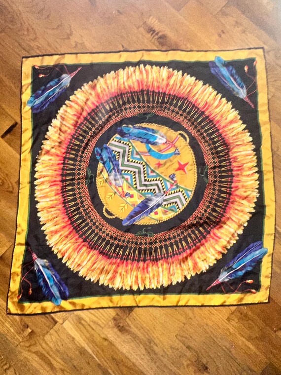 Vintage ECHO Native American design silk scarf - Gem