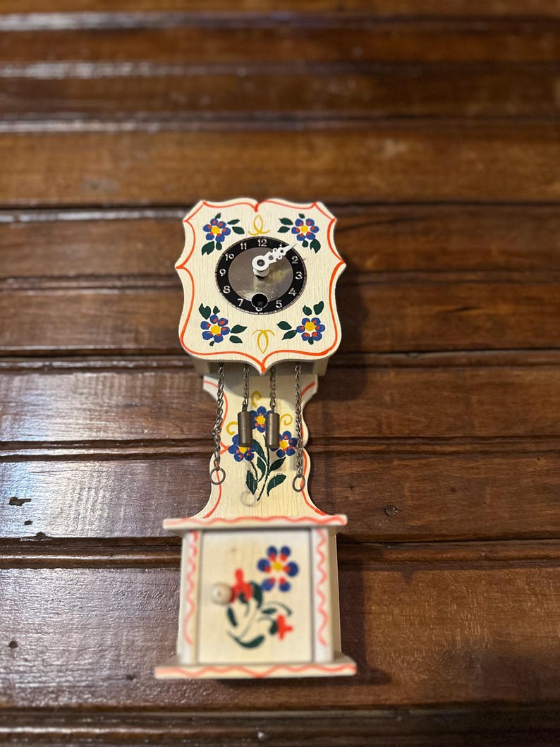 Vintage Hand Painted Mini Grandfather Clock - Etsy