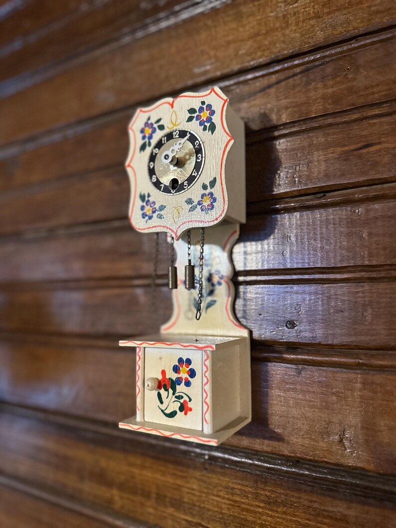 Vintage Hand Painted Mini Grandfather Clock - Etsy