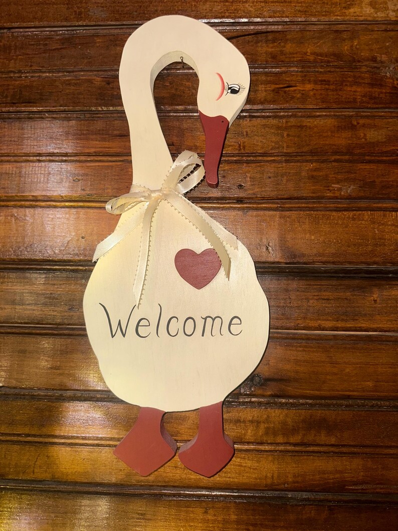 Vintage Hand Painted Country Welcome Goose Wall Hanging - Etsy