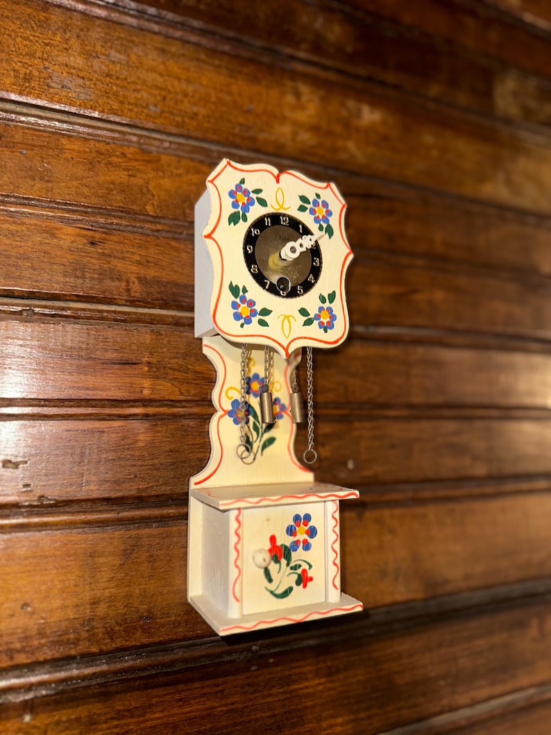 Vintage Hand Painted Mini Grandfather Clock - Etsy