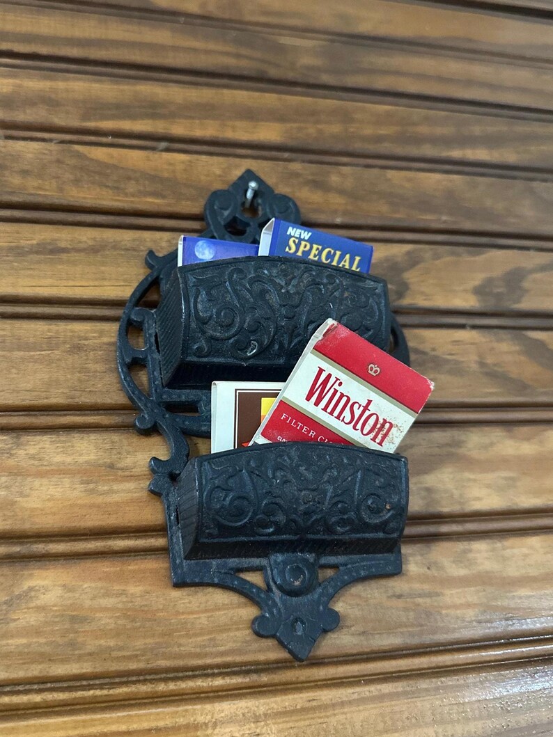Vintage Cast Iron Wall Pocket/match Holder - Etsy