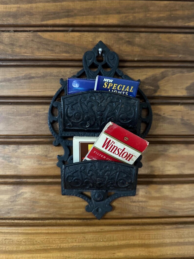 Vintage Cast Iron Wall Pocket/match Holder - Etsy