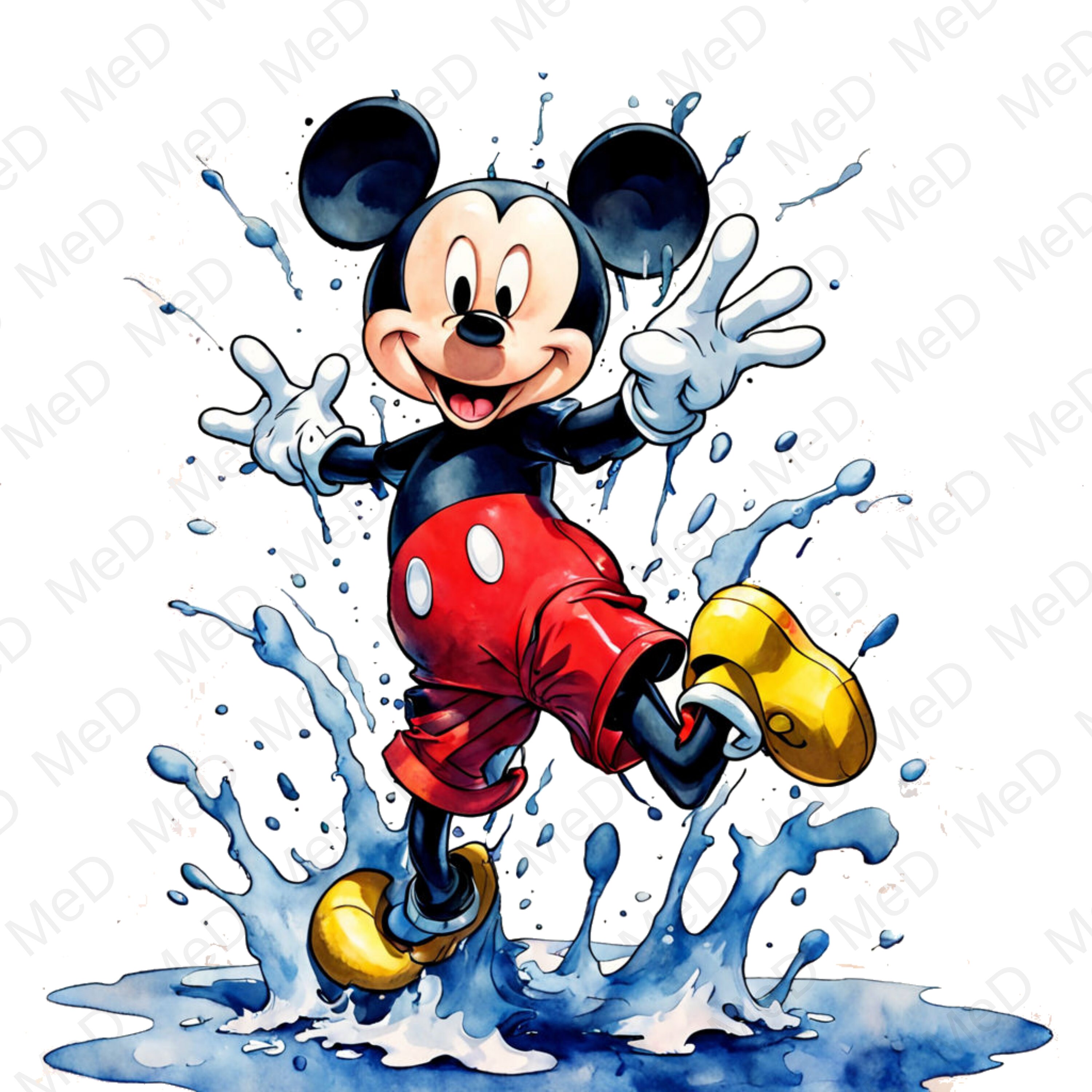 9 PNG Mickey Mouse, Watercolor and Splash Styles, High Resolution PNG ...