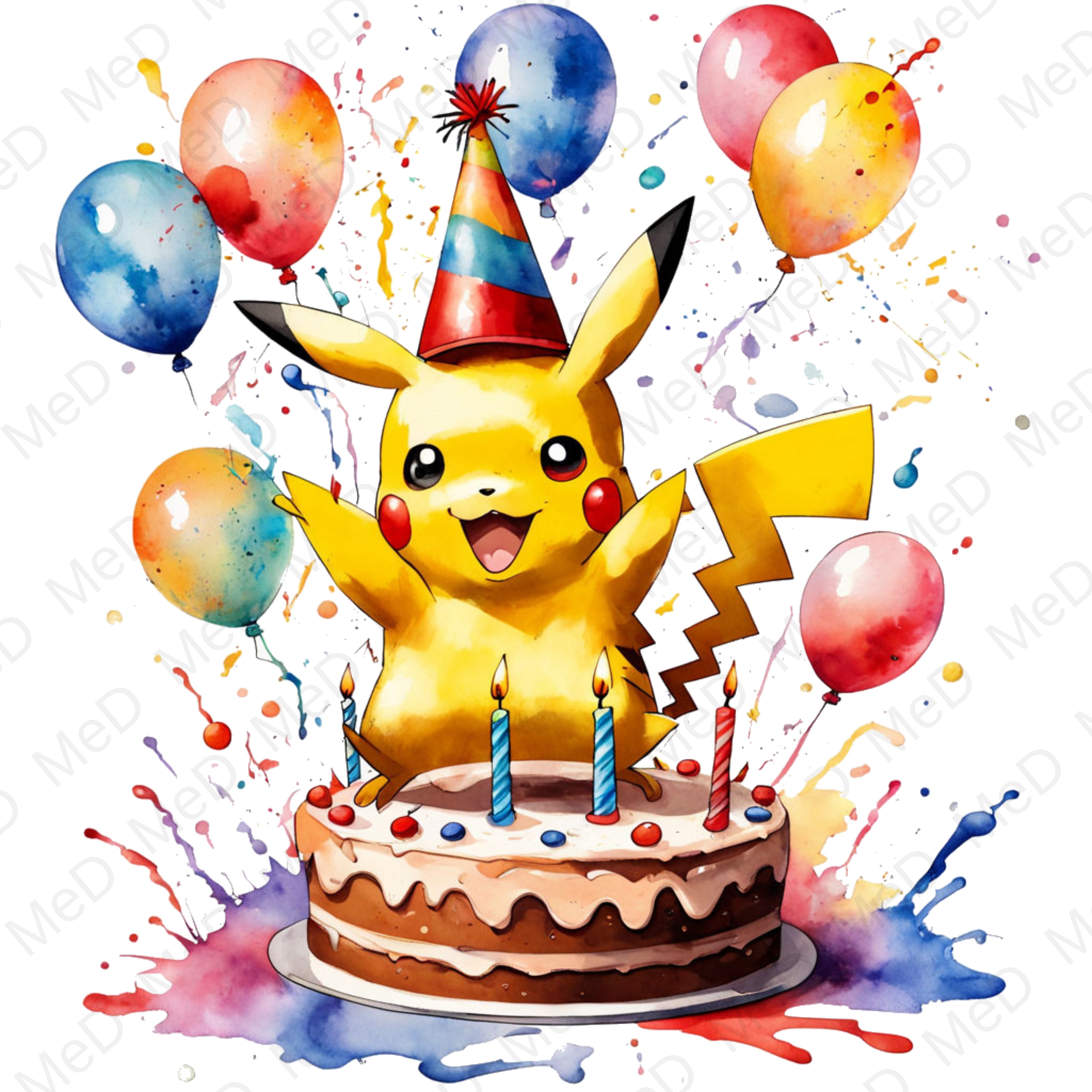 9 PNG Pikachu Birthday , Watercolor and Splash Styles, High Resolution ...