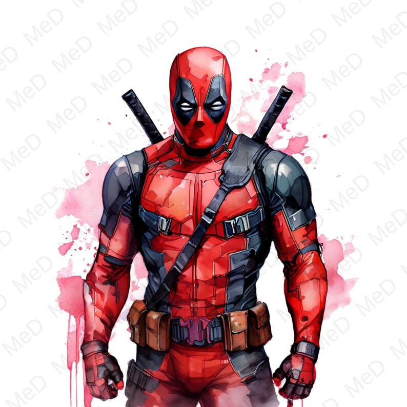 6 PNG Deadpool, Watercolor and Splash Styles, High Resolution PNG Files ...