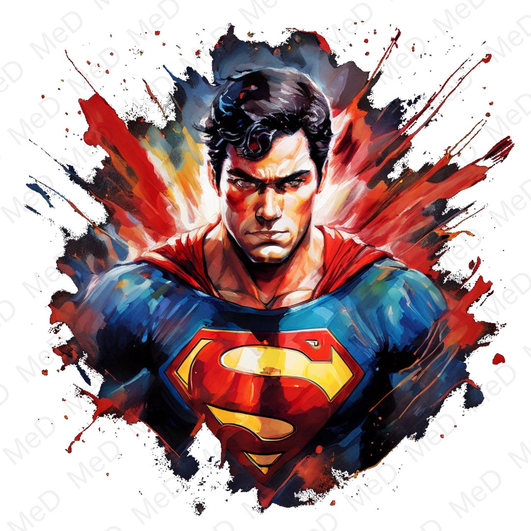 6 PNG Superman, Watercolor and Splash Styles, High Resolution PNG Files ...