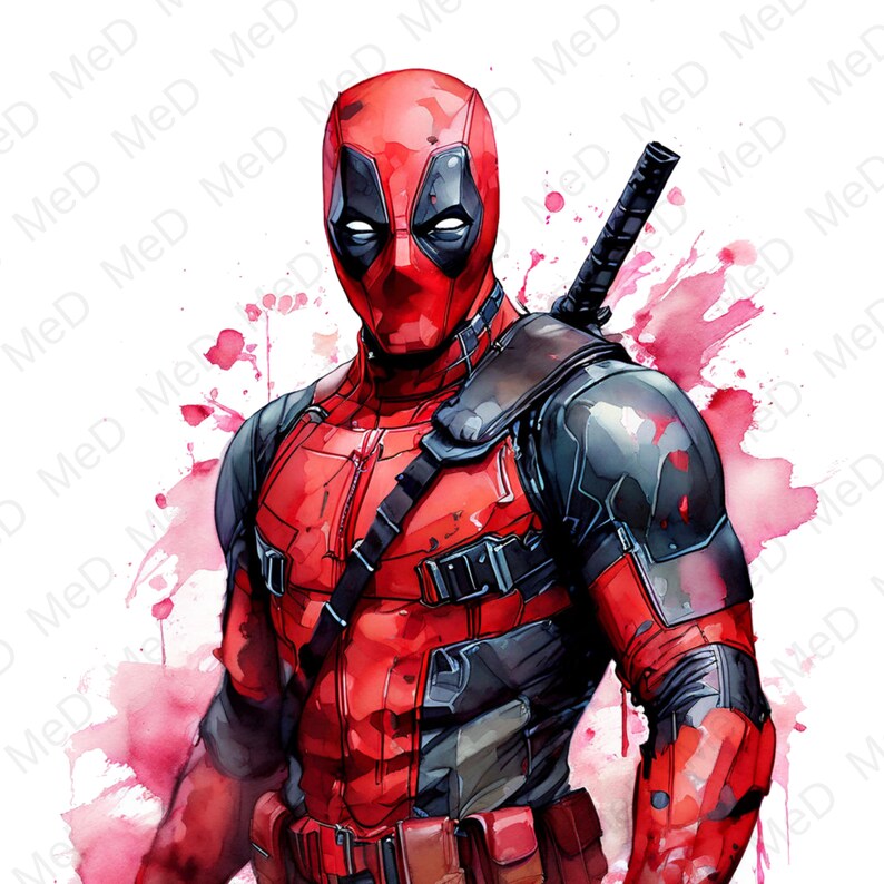 6 PNG Deadpool, Watercolor and Splash Styles, High Resolution PNG Files ...