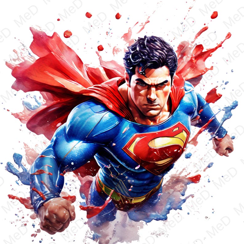 9 PNG Superman, Watercolor and Splash Styles, High Resolution PNG Files ...